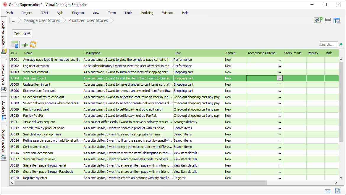 Managing Product Backlog Edit Acceptance Criteria