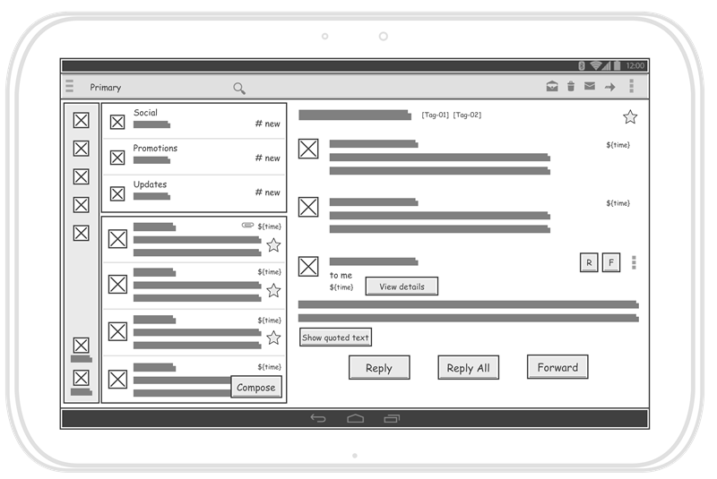 Android Tablet Wireframes